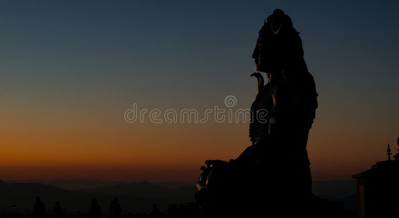 Moody Side Portrait of Lord Shiva in Low Light Ambience Stock ...