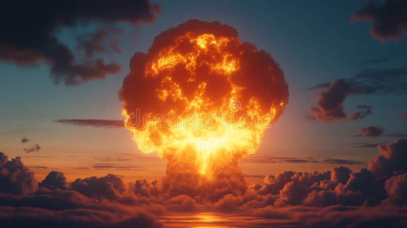 Dramatic Side Profile of Nuclear Explosion As it Unfolds in Sky Stock ...