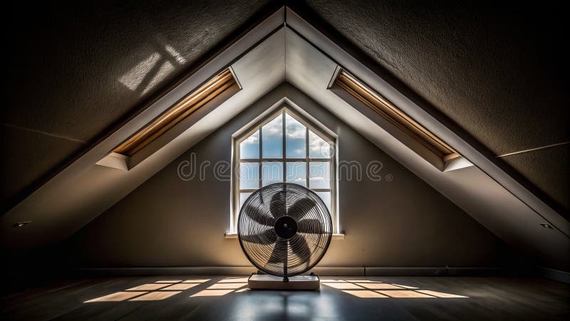 Dramatic Silhouette of Attic Fan Window and AC Duct a Unique ...