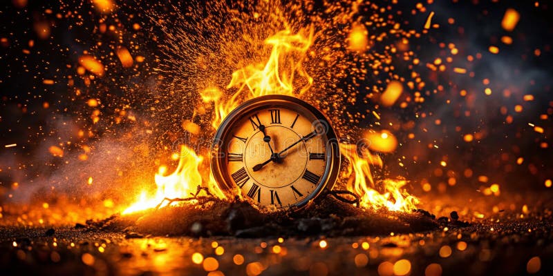 A Dramatic Silhouette of a Burning Clock Exploring the Concept of Times ...