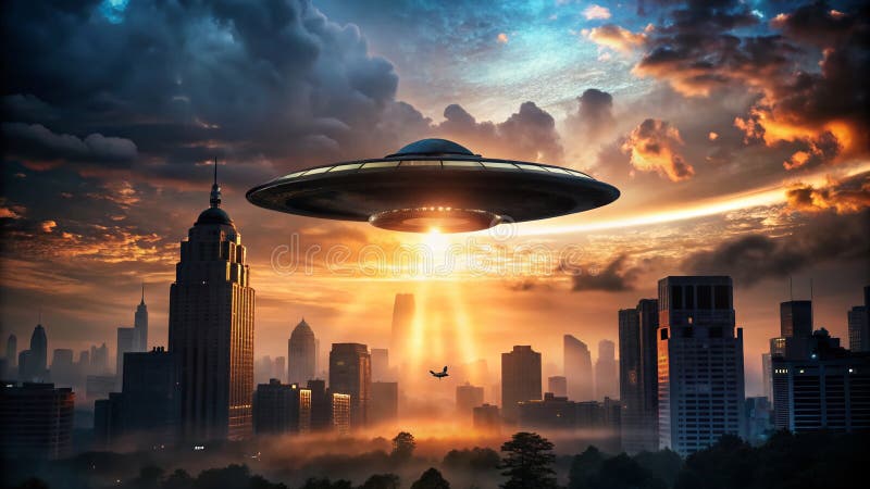 Alien Invasion at Night Silhouette of Intergalactic Attackers ...