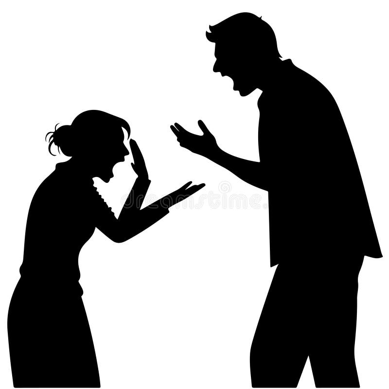 A Dramatic Silhouette of Conflict Stock Vector - Illustration of adult ...