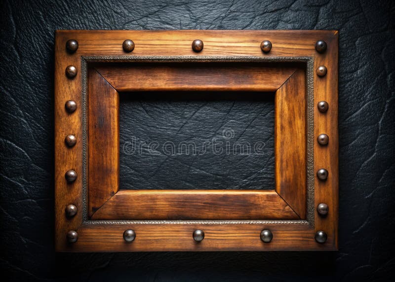 Dramatic Silhouette of Dark Leather Wooden Frame and Iron Rivets a ...
