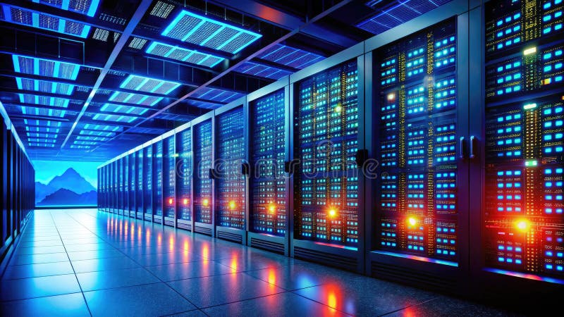 A Dramatic Silhouette of a Data Center Under Cyber Attack Warning ...