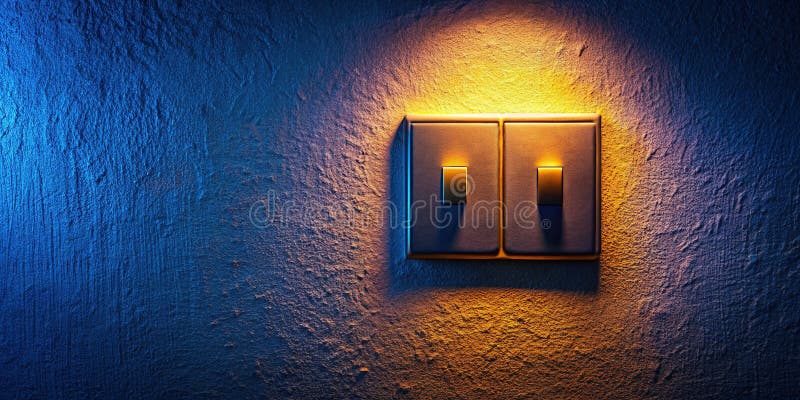 Dramatic Silhouette of a Double Light Switch Against a Dark Wall ...