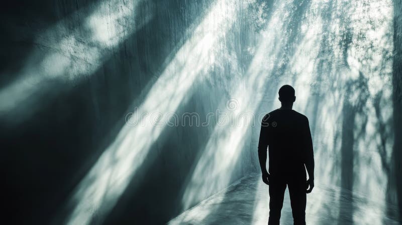 Dramatic Silhouette of a Man Against Bright Light, Creating an ...