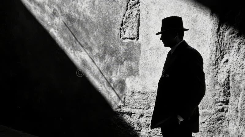 Dramatic Silhouette of a Man Casting a Striking Shadow in Bright Light ...