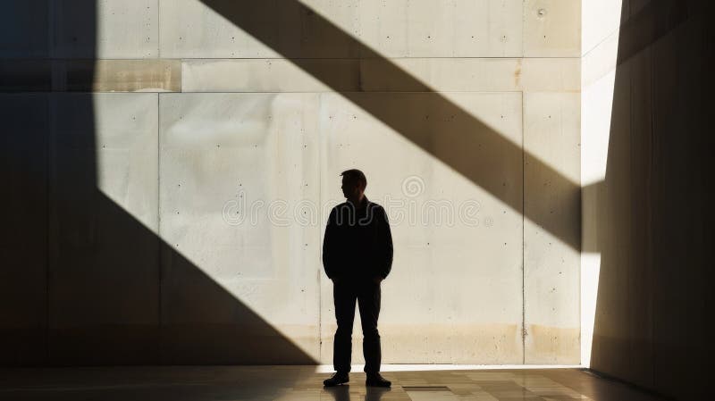 Dramatic Silhouette of Man Standing in Bright Light, Casting Striking ...