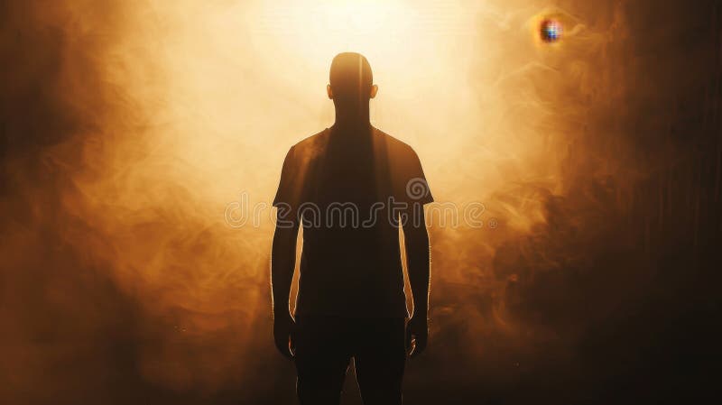 Dramatic Silhouette of a Man Standing in the Bright Light, Casting a ...