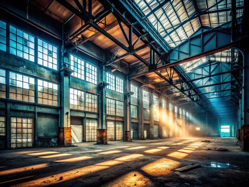 Dramatic Silhouette Photography of an Empty Industrial Warehouse ...
