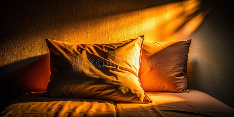 Dramatic Silhouette of a Pillows Shadow on a Bed in a Dark Room a Study ...