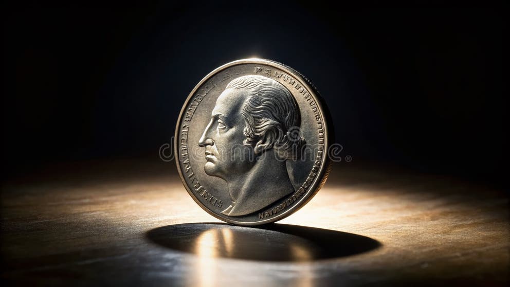 A Dramatic Silhouette of a Quarter on a Dollar Bill Visualizing ...