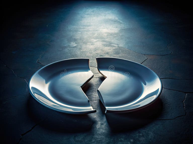 Dramatic Silhouette of a Shattered Plate a Study in Light Shadow and ...