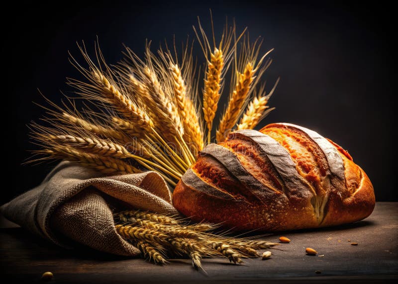 Dramatic Silhouette of Wheat and Bread a Study in Contrast and Texture ...