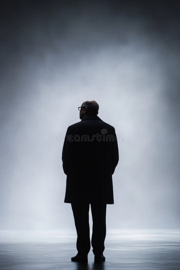 A Dramatic Silhouette of a 40-year-old Man Standing Still. Stock ...