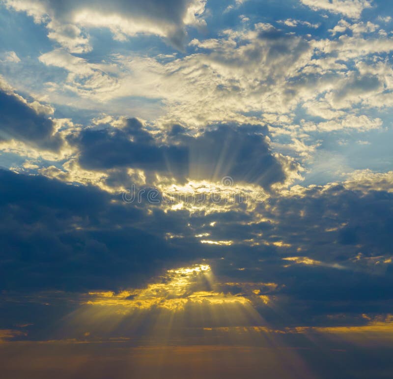 Dramatic Skies with Sun Rays Stock Photo - Image of sunset, color: 98564564