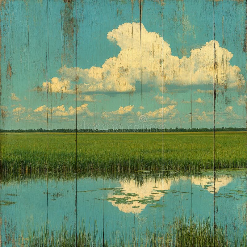Dramatic Sky Above a Peaceful Rice Paddy with a Perfect Reflection ...