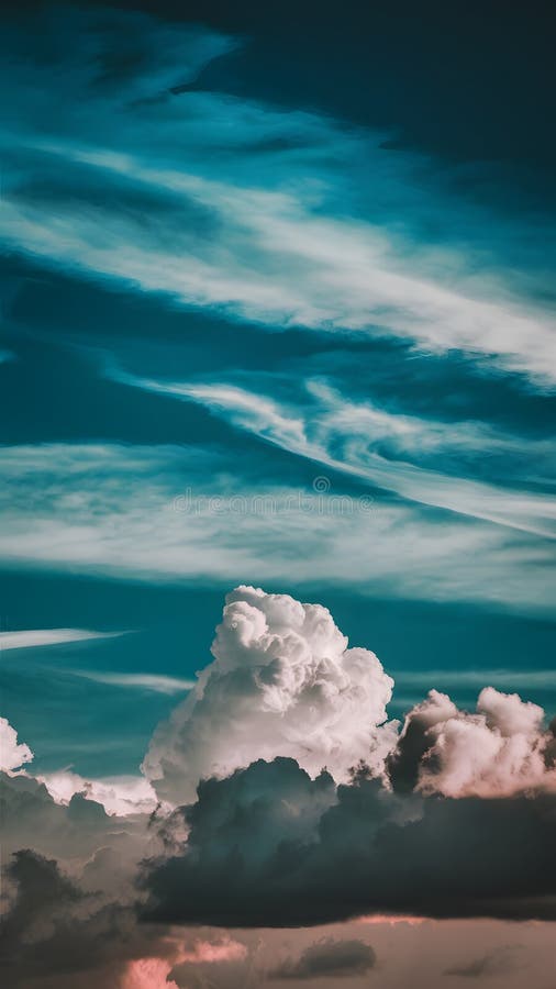 Dramatic Sky with Abstract Cloud Patterns and Shades of Blue Stock ...