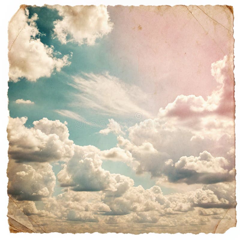 Artistic Cloud and Sky with Grunge Paper Texture Stock Illustration ...