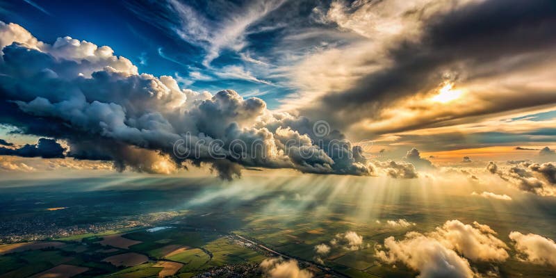 The Dramatic Sky Captured from an Aerial Plane Angle Generative by AI ...