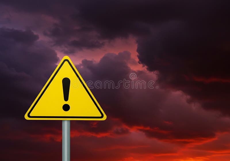 Dramatic Sky and Caution Sign Signal Market Instability Stock ...
