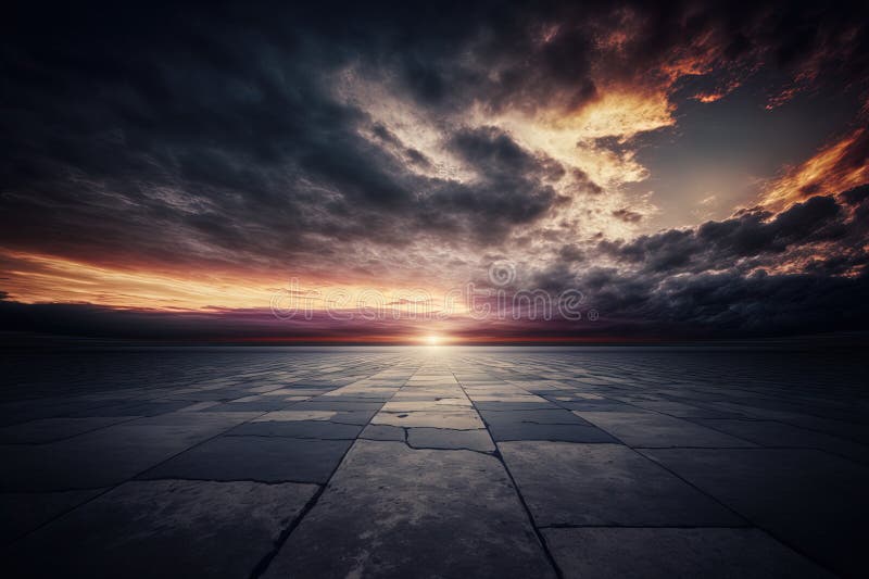 Dark Concrete Street Asphalt Floor Sunset Horizon Stock Illustrations ...