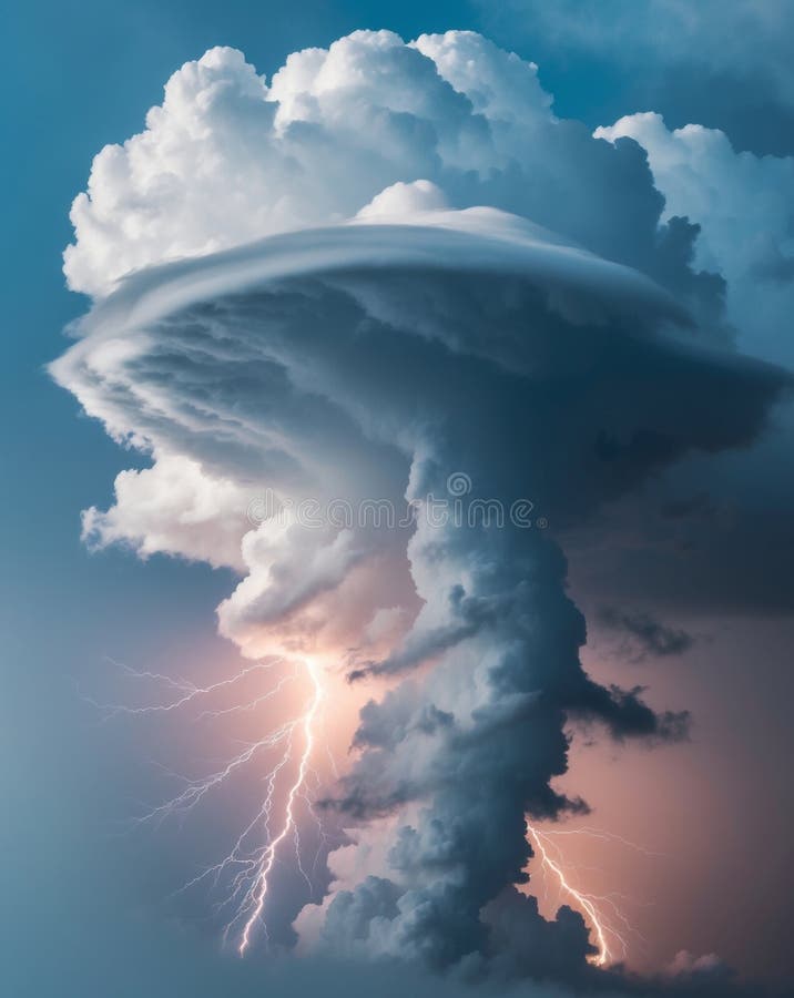 Dramatic Sky with Clouds and Lightning Effects. Stock Image - Image of ...