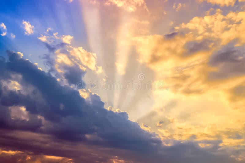 Dramatic Sky in the Clouds. the Real Rays of the Sun Make Their Way ...