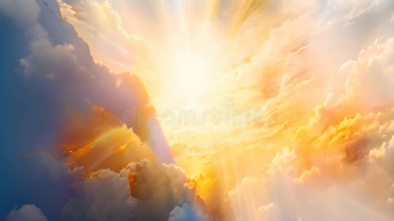 Dramatic Sky with Clouds and Sun Rays. 3d Render, a Burst of Sunlight ...