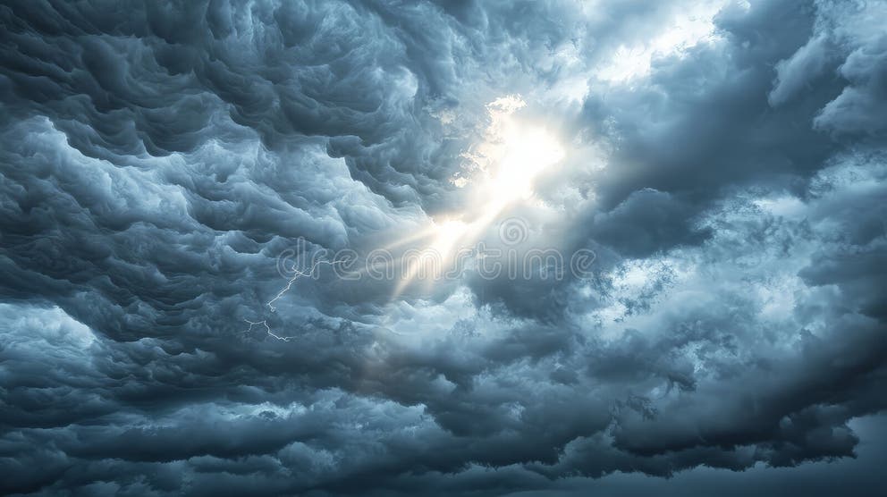 Dramatic Sky with Dark Clouds and Sun Rays Breaking through Stock Photo - Image of heavy ...