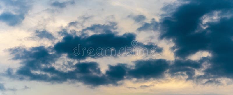 Dramatic Sky with Dark Clouds at Sunset. Panorama Stock Image - Image ...