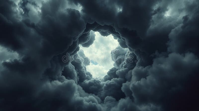Dramatic Sky with Dark Clouds Surrounding Bright Center Opening Stock ...