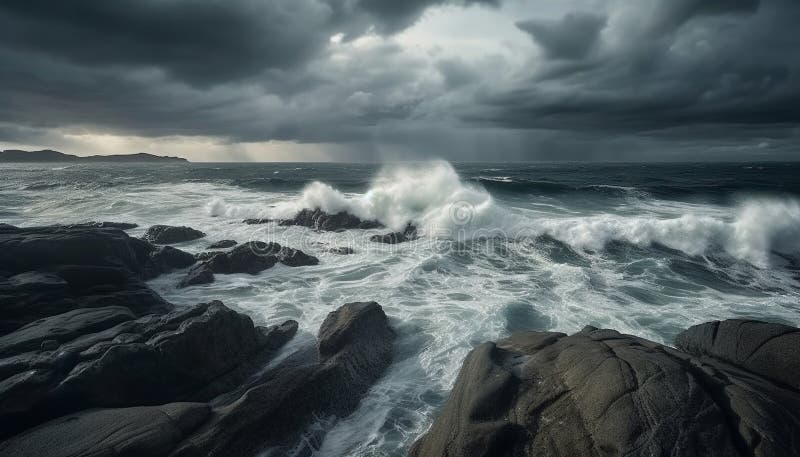 Dramatic Sky and Dark Horizon Over Water, Hurricane Approaching Coast ...