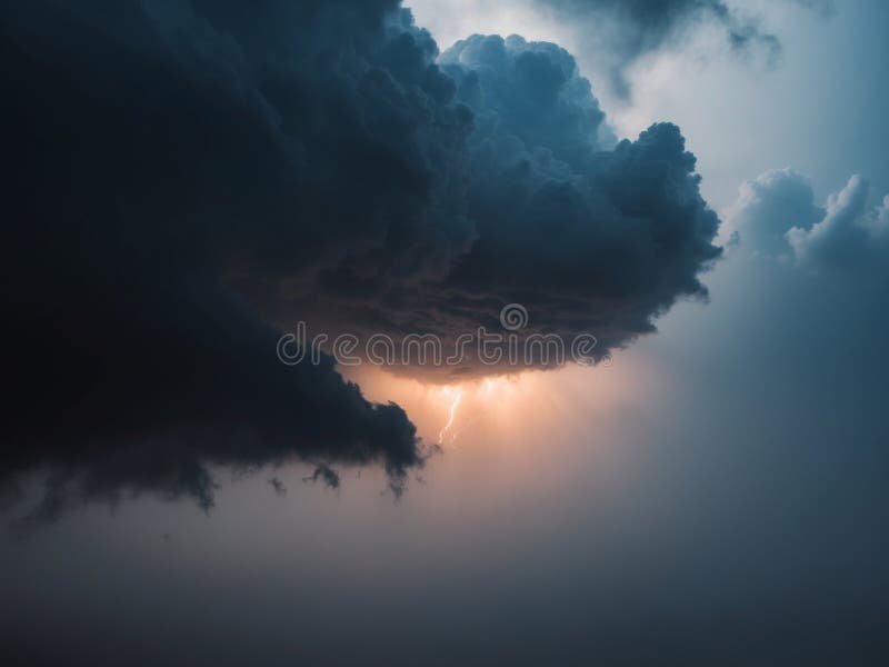 Dramatic Sky with Dark Storm Clouds Bright Light in Center. Stock ...