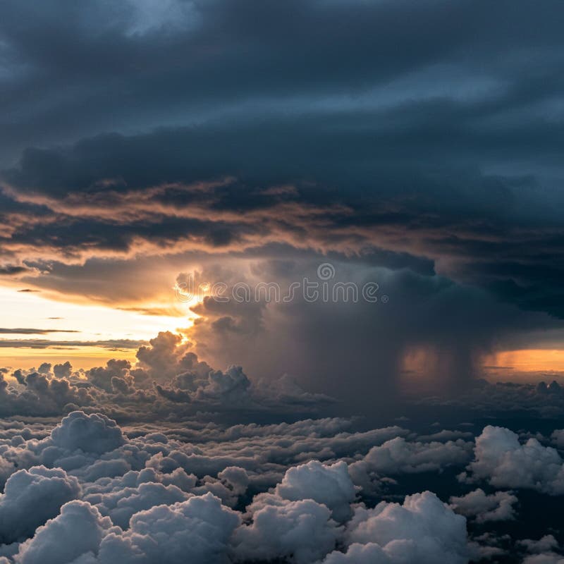 Dramatic Sky with Dense, Billowing Clouds and a Noticeable Thunderstorm ...