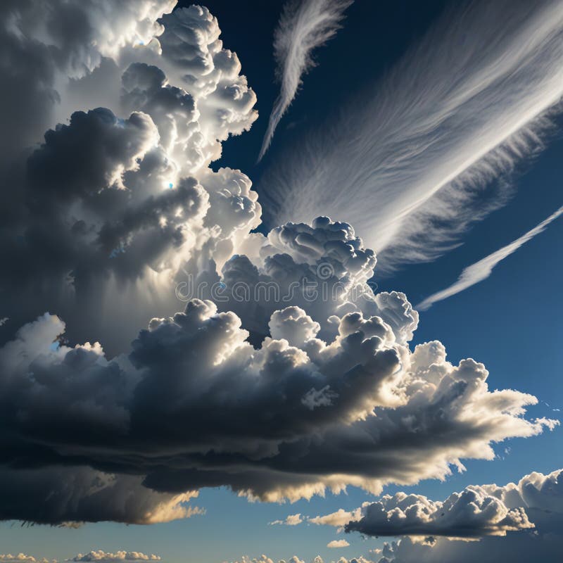 A Dramatic Sky Filled with Massive Cumulus Clouds Illuminated by ...