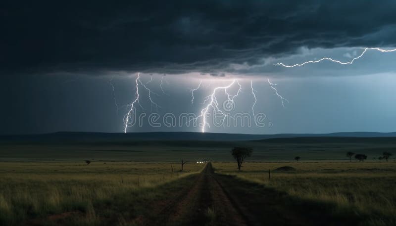 Dramatic Sky, Forked Lightning, Danger Outdoors, Spooky Generated by AI ...