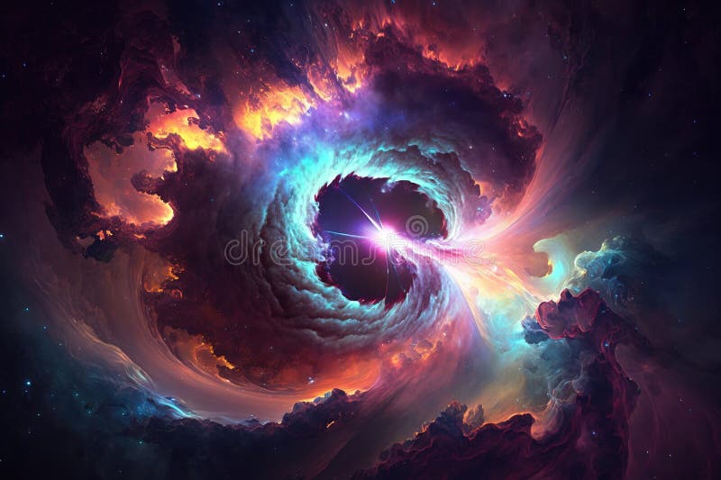 Dramatic Sky Formation of a Black Hole. Ai Generated Stock Illustration ...