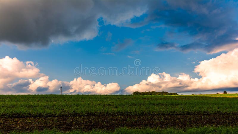 Dramatic Sky in German Landscape at the Evening Stock Image - Image of ...