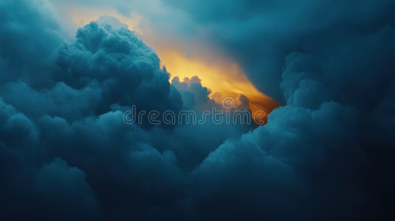 Dramatic Sky Golden Light through Dark Clouds, Moody Weather ...