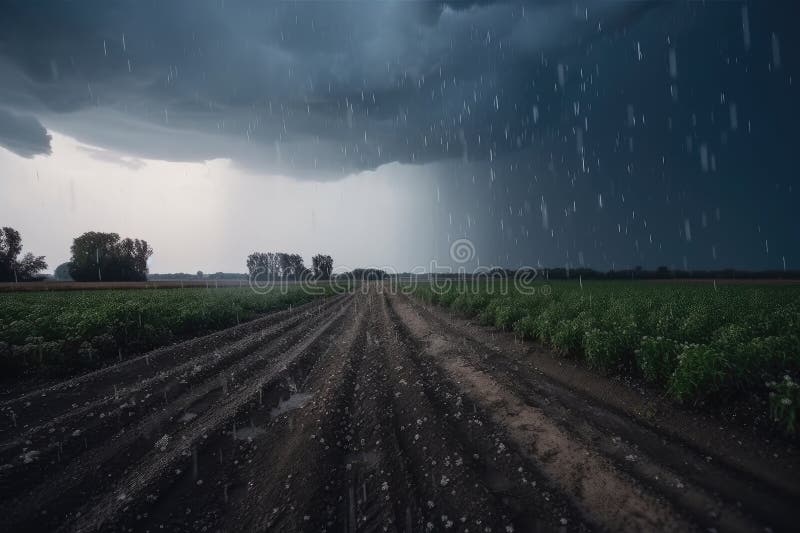 Dramatic Sky with Hail and Lightning during Powerful Storm Stock Image ...