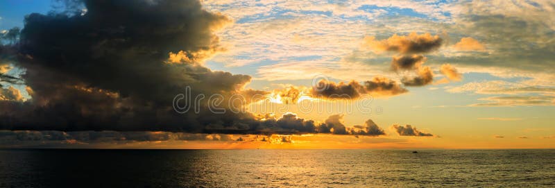Dramatic Sky during a Hurricane and Sunset Over the Ocean Stock Photo ...