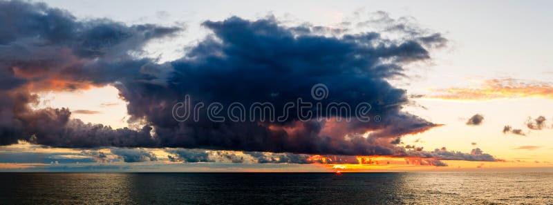 Dramatic Sky during a Hurricane and Sunset Over the Ocean Stock Photo ...