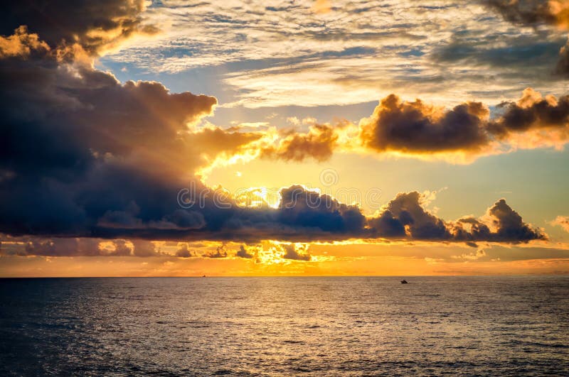 Dramatic Sky during a Hurricane and Sunset Over the Ocean Stock Photo ...
