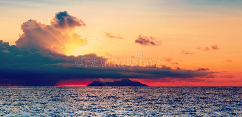 Dramatic Sky during a Hurricane and Sunset Over the Ocean Stock Image ...