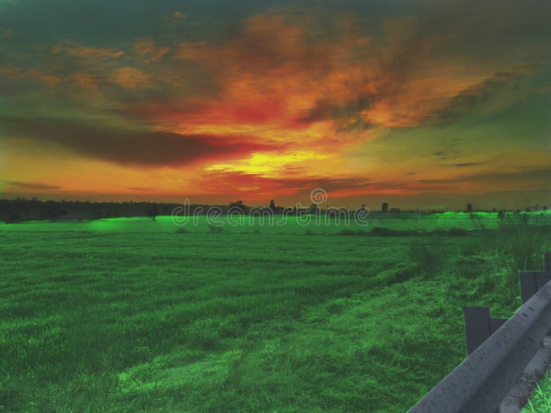 Dramatic Sky in Landscape with Farms Stock Image - Image of dawn ...