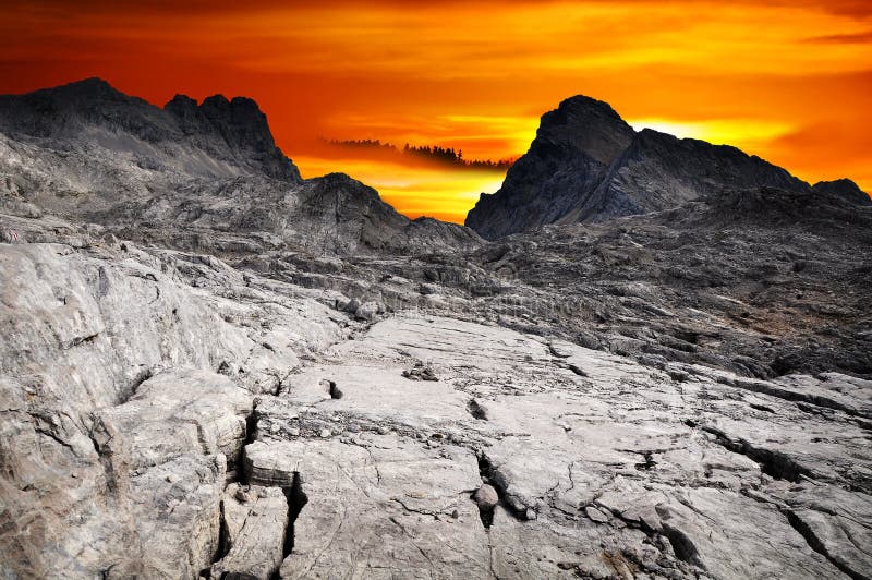 Dramatic Sky Landscape Mountains Stock Photo - Image of alps, magical ...