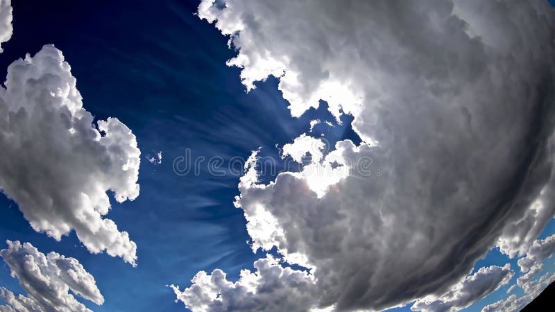 Dramatic Sky with Large White Clouds Against Deep Blue, Panoramic View ...
