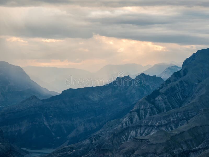 Dramatic Sky on Mountain Peaks. Mystical Background with Dramatic ...