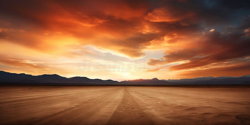 Dramatic Sky Over Desert. Dark Clouds Over Sand Dunes Stock Photo ...